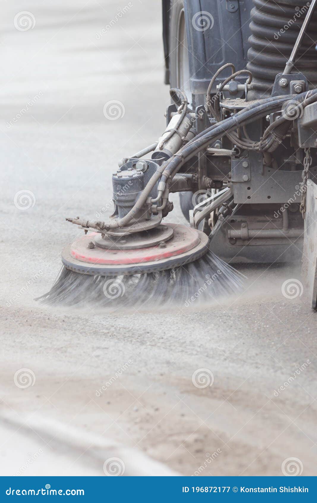 Machine Clears the Asphalt with a Sweeper Stock Image - Image of ...
