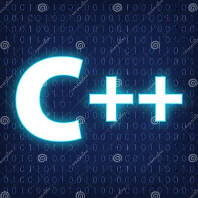 Machine Code Languages in Neon Style. Programming Languages Concept in Blue. C++ on Binary Code ...