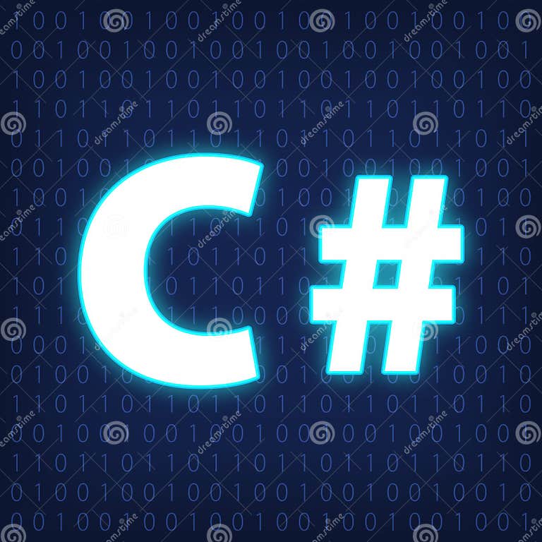 Machine Code Languages In Neon Style Programming Languages Concept C On Binary Code Background