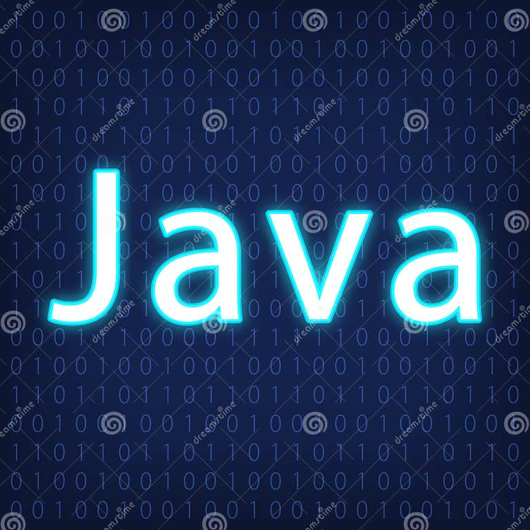 Machine Code Languages in Neon Style. Programming Languages Concept. Java on Binary Code ...