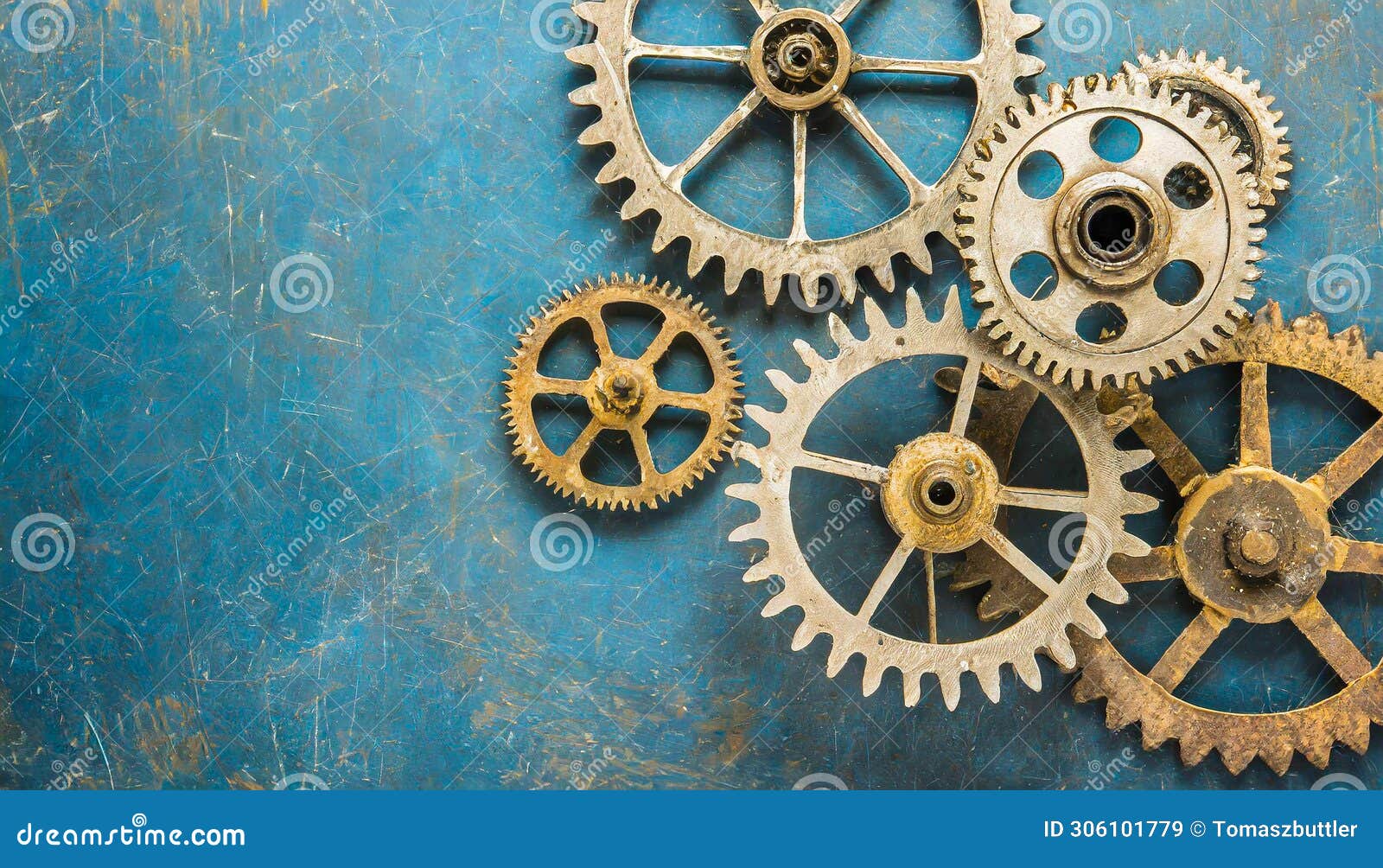 Machine Cogs on a Blue Background. Stock Illustration - Illustration of ...