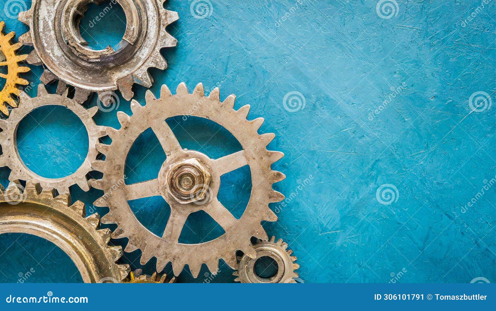 Machine Cogs on a Blue Background. Stock Illustration - Illustration of ...
