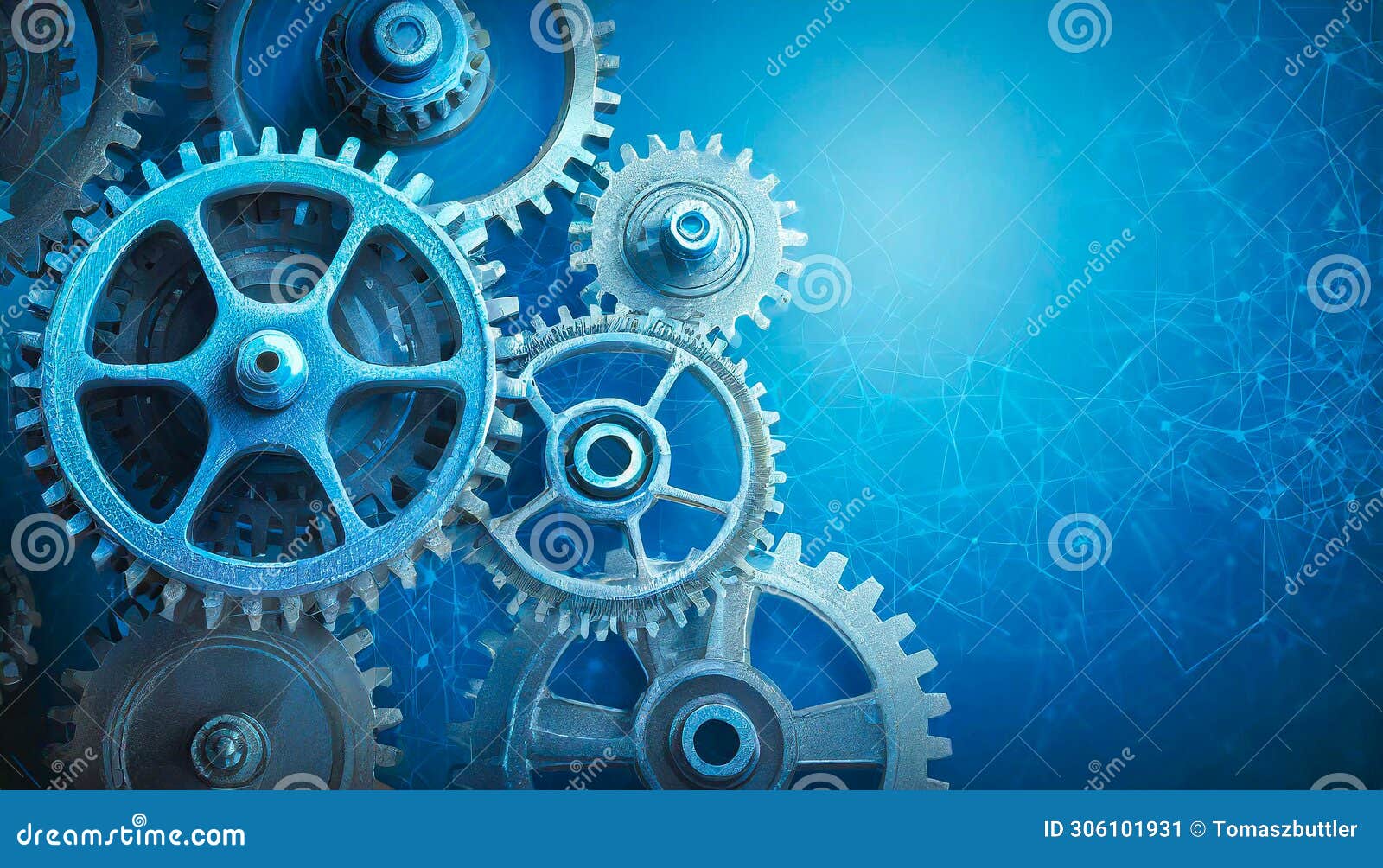 Machine Cogs on a Blue Background. Stock Illustration - Illustration of ...