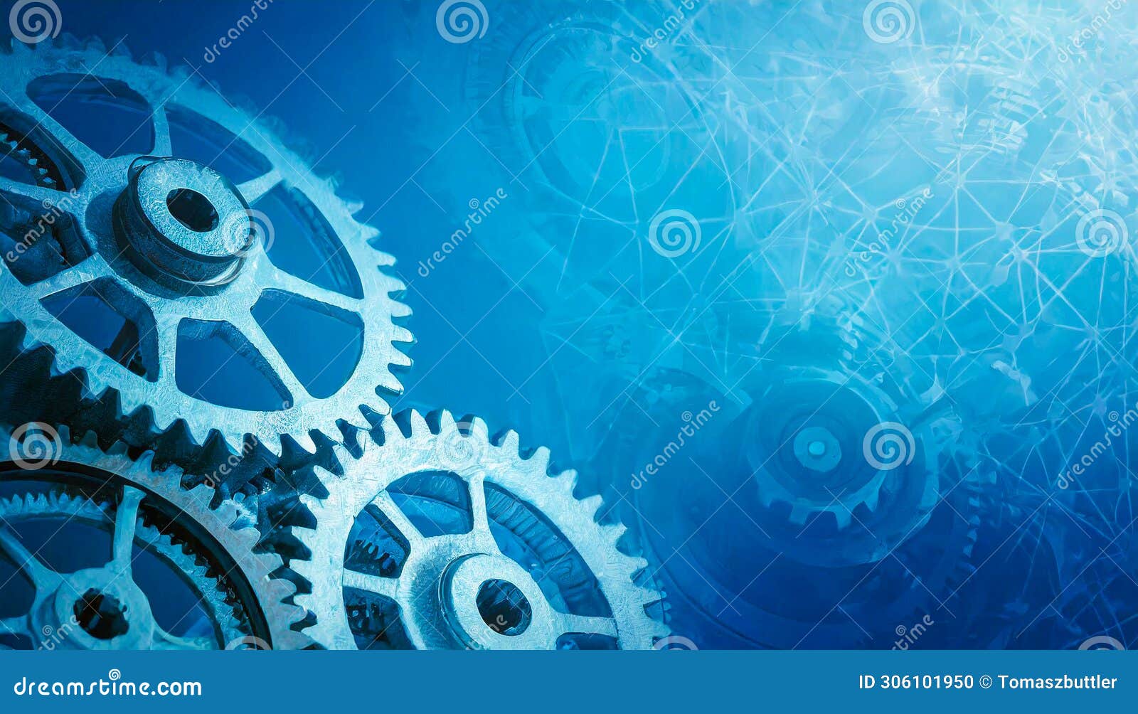 Machine Cogs on a Blue Background. Stock Illustration - Illustration of ...