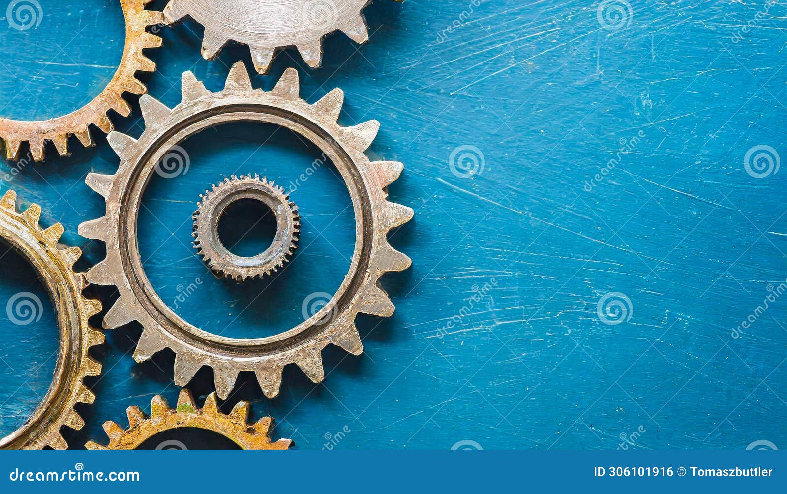 Machine Cogs on a Blue Background. Stock Illustration - Illustration of ...