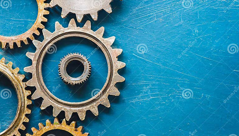 Machine Cogs on a Blue Background. Stock Illustration - Illustration of ...