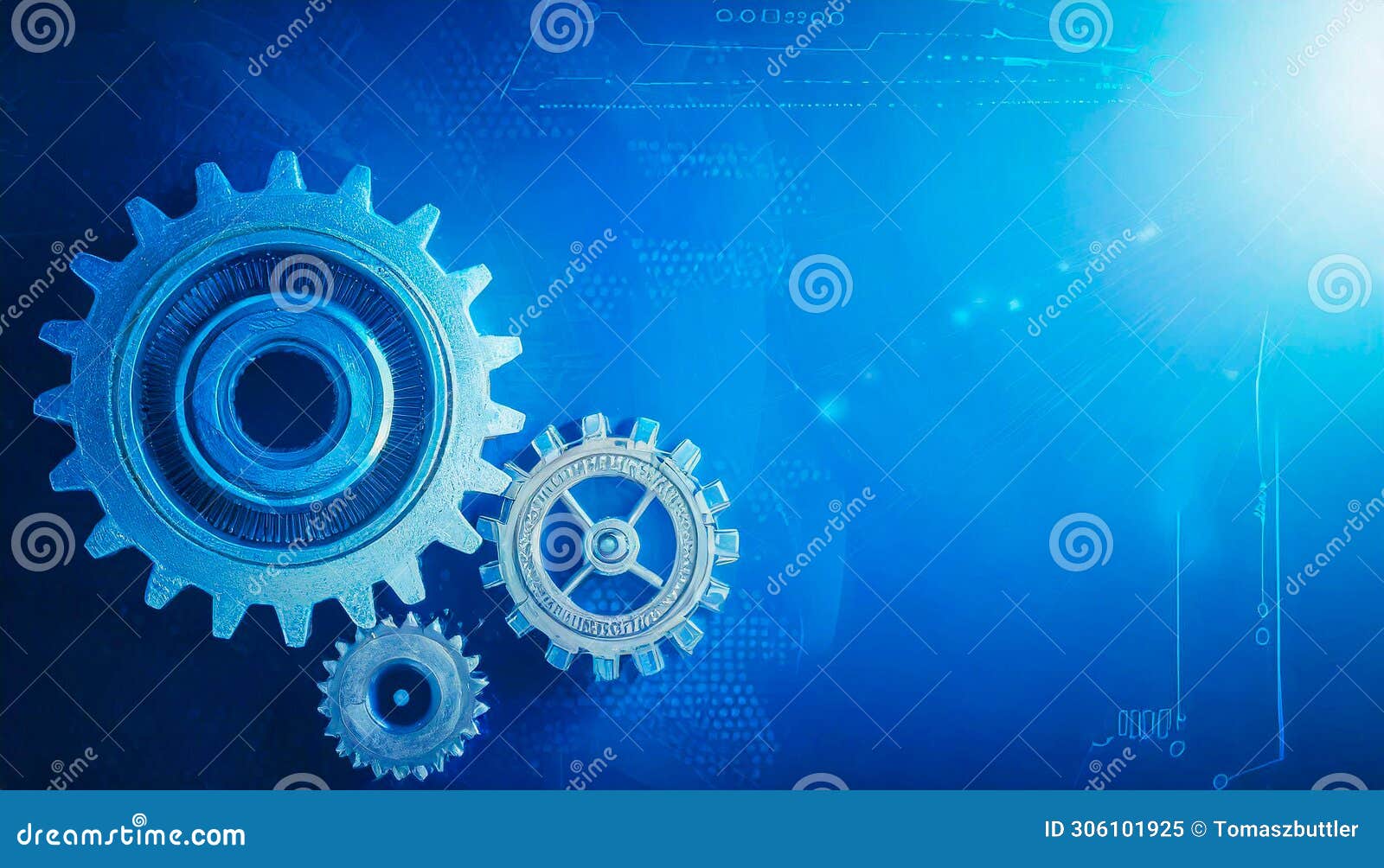 Machine Cogs on a Blue Background. Stock Illustration - Illustration of ...