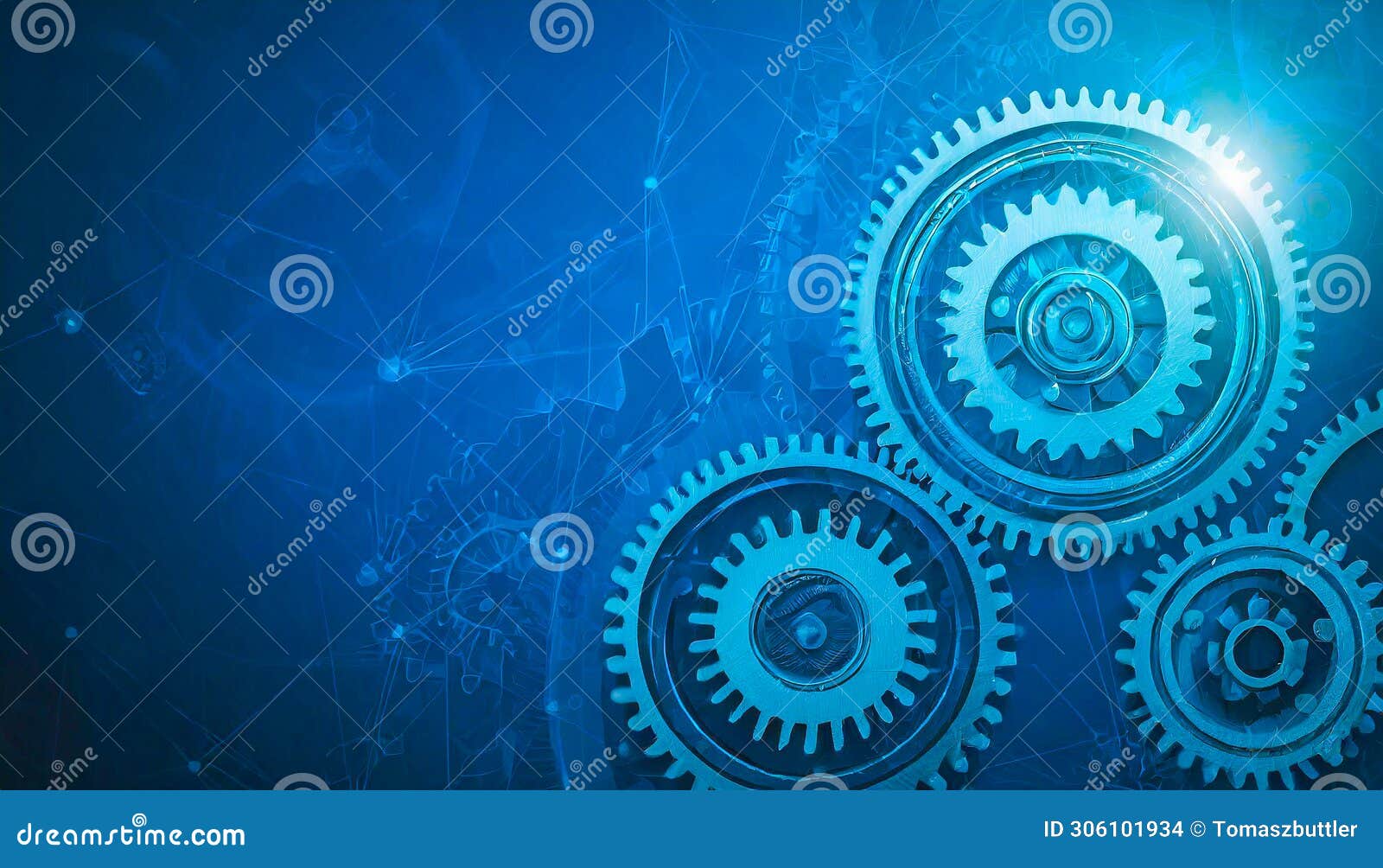 Machine Cogs on a Blue Background. Stock Illustration - Illustration of ...