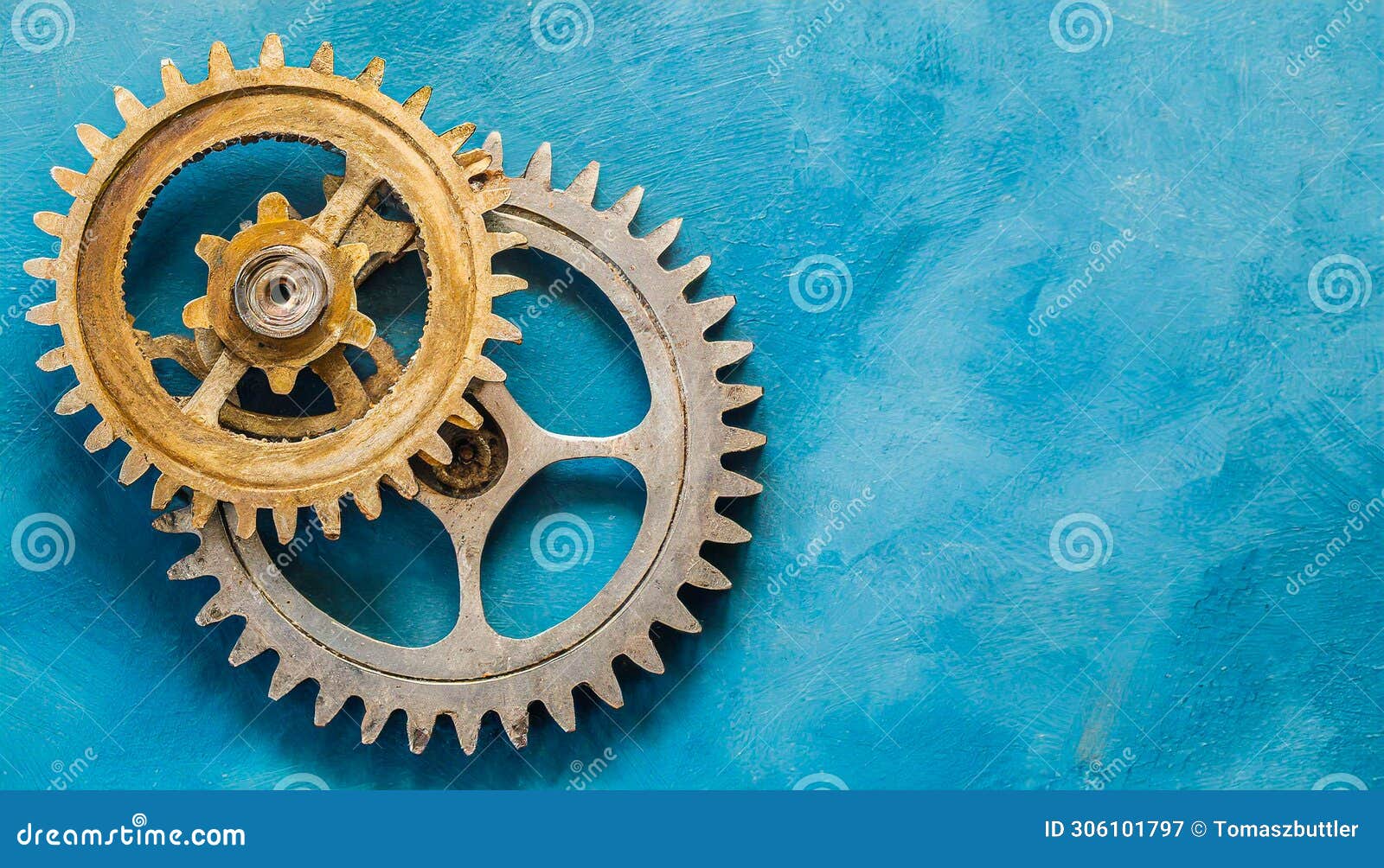 Machine Cogs on a Blue Background. Stock Illustration - Illustration of ...