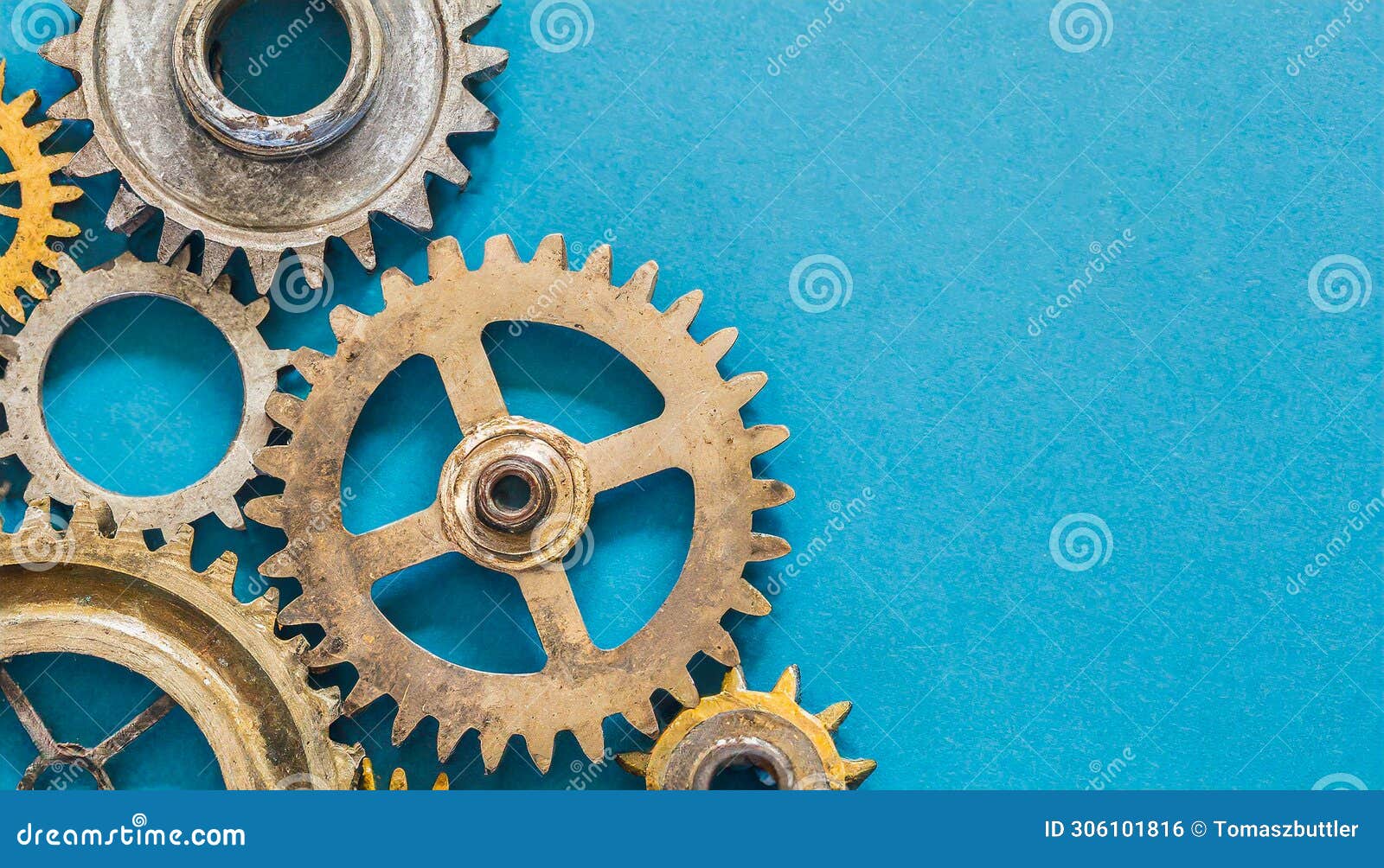 Machine Cogs on a Blue Background. Stock Illustration - Illustration of ...