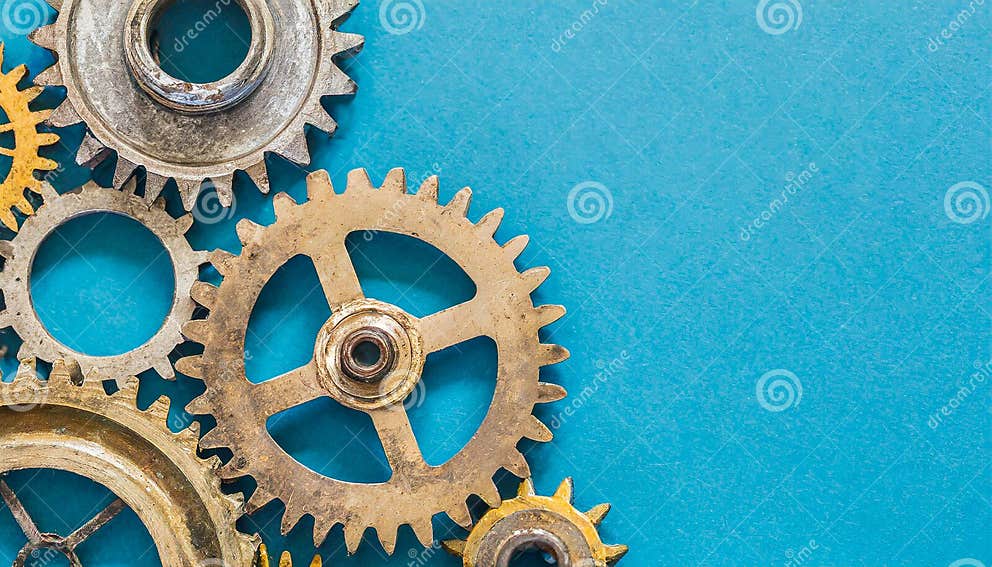 Machine Cogs on a Blue Background. Stock Illustration - Illustration of ...