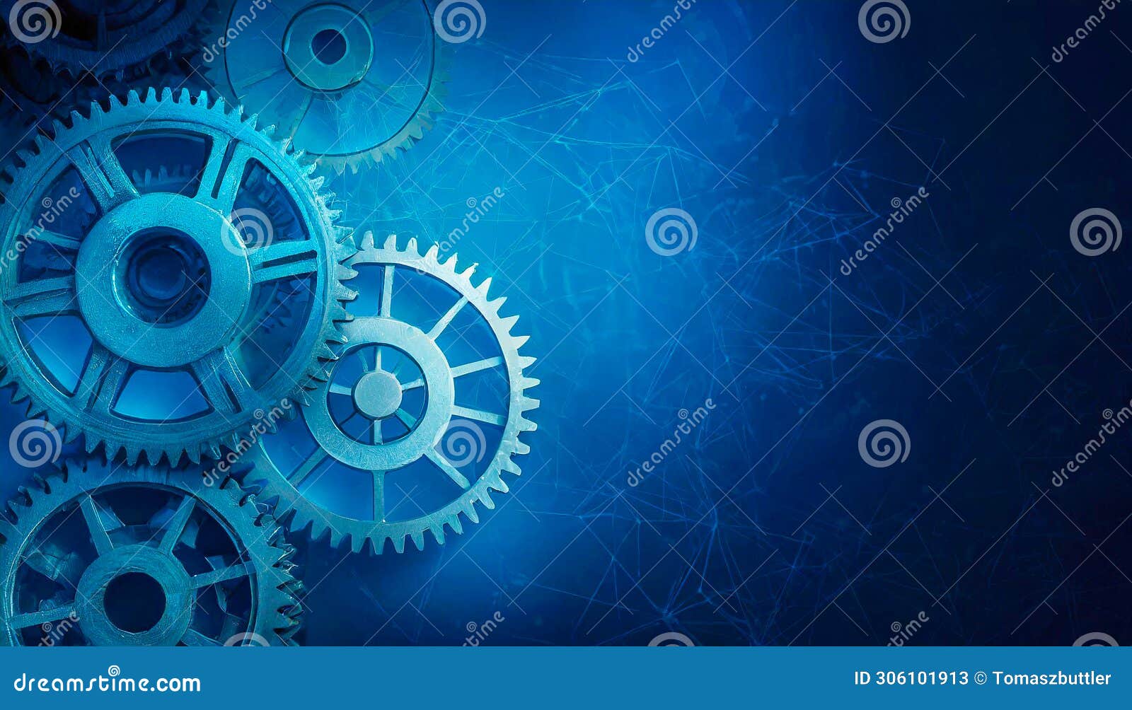 Machine Cogs on a Blue Background. Stock Illustration - Illustration of ...