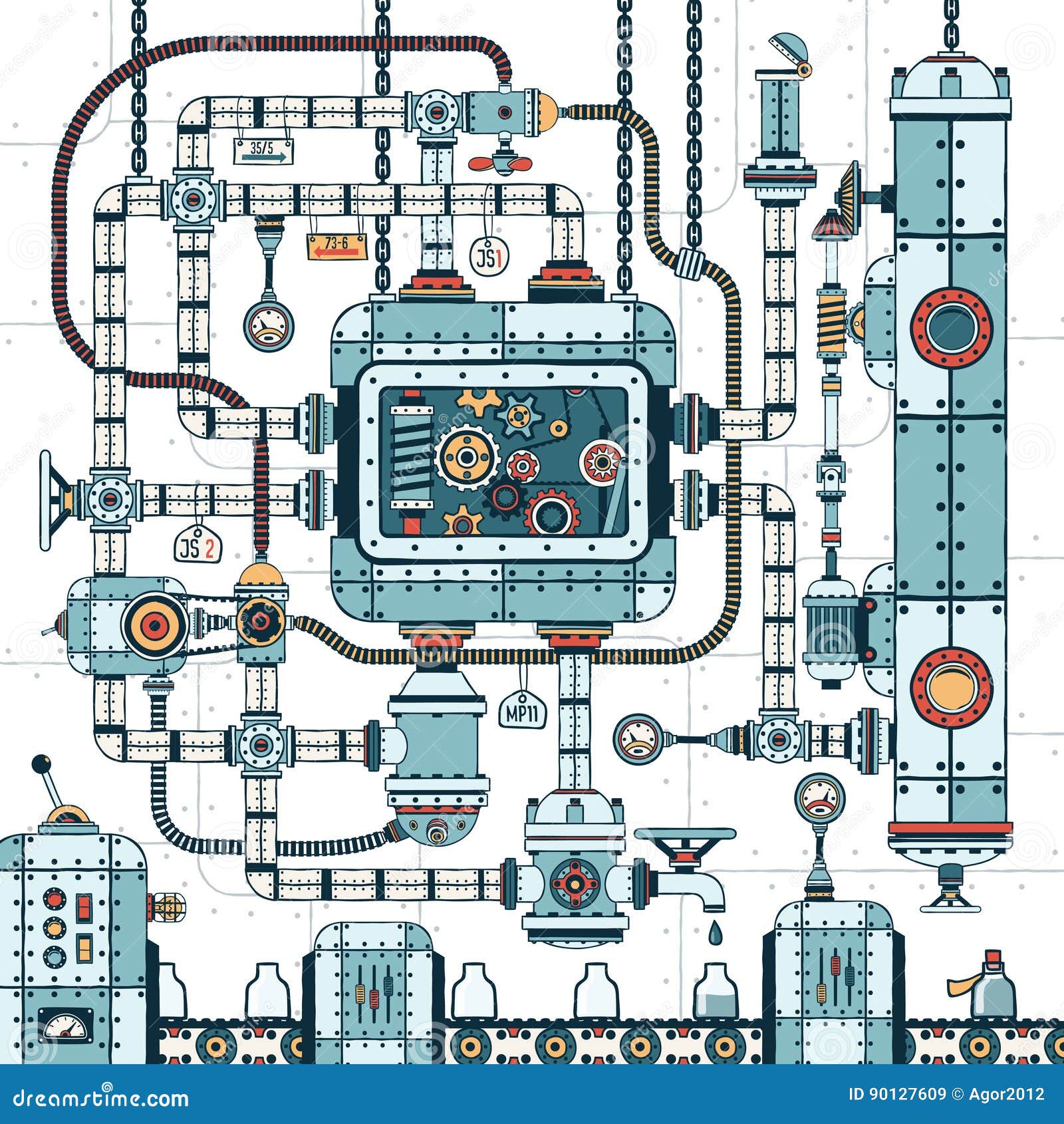 Machine Complexe Fantastique De Steampunk Illustration de Vecteur ...