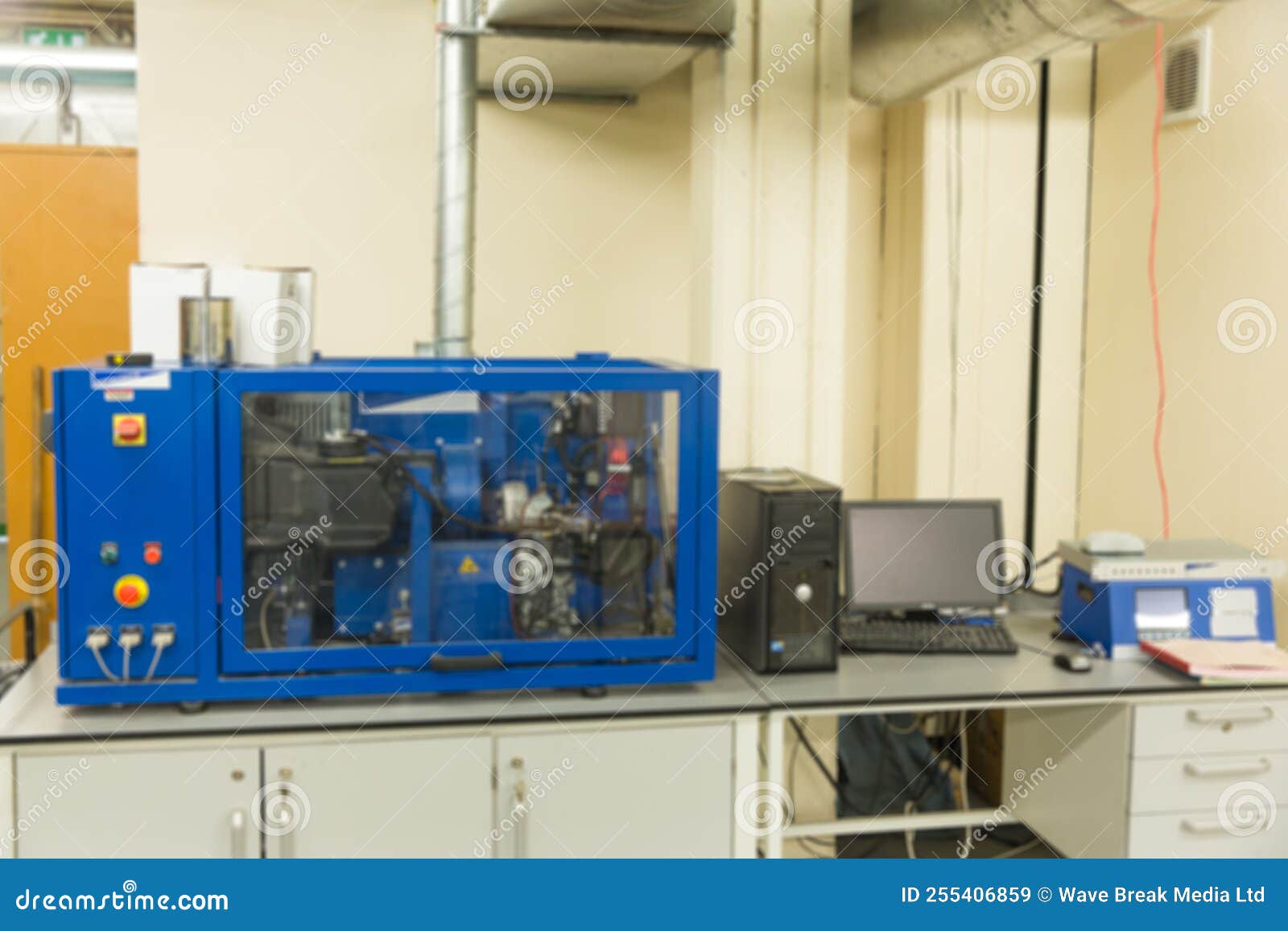 Machine with Computer on Workbench Stock Image - Image of technology ...