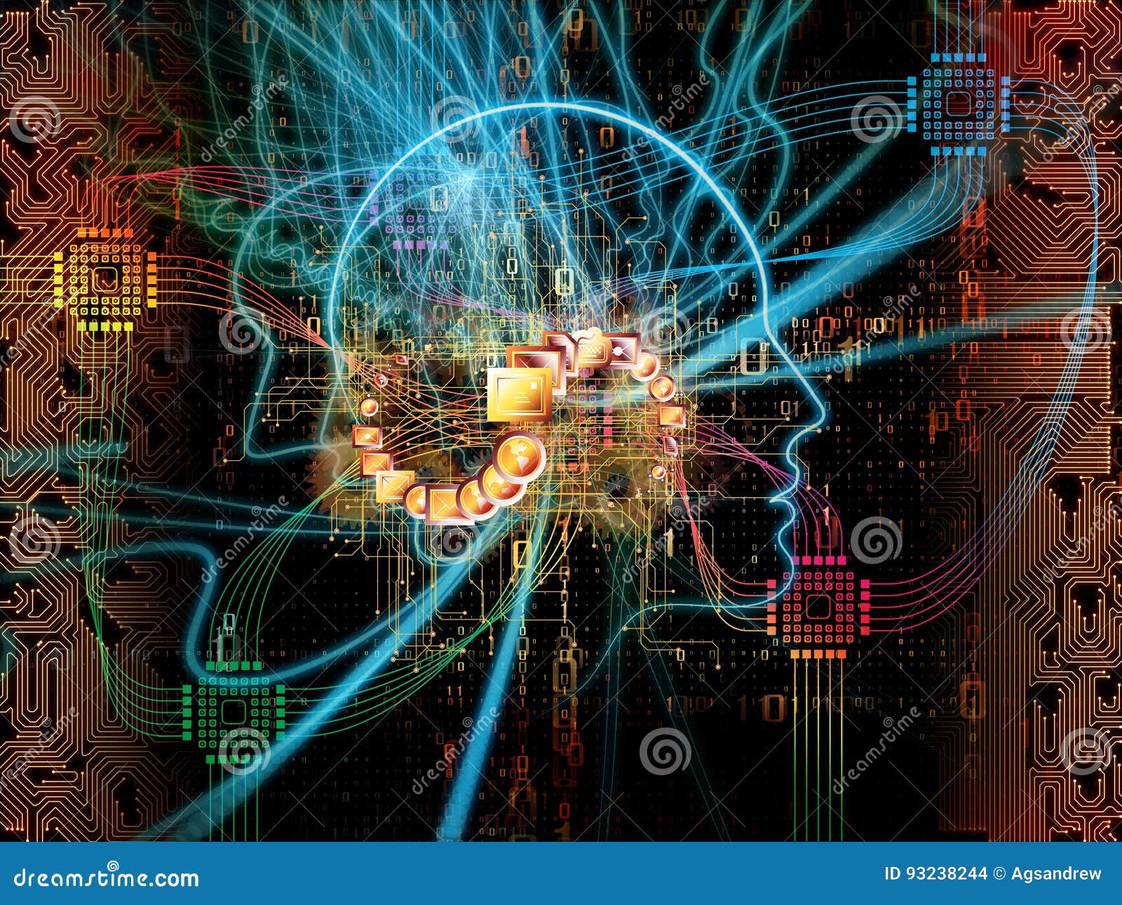 Machine Consciousness Abstraction Stock Illustration - Illustration of ...