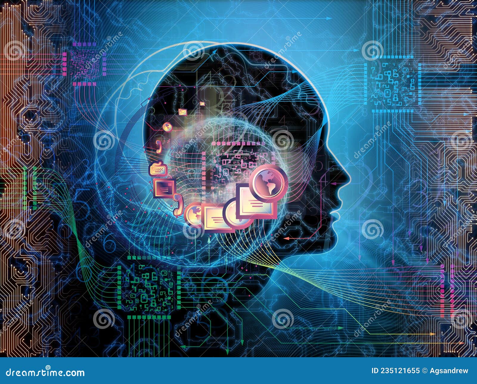 Machine Consciousness Backdrop Stock Illustration - Illustration of ...