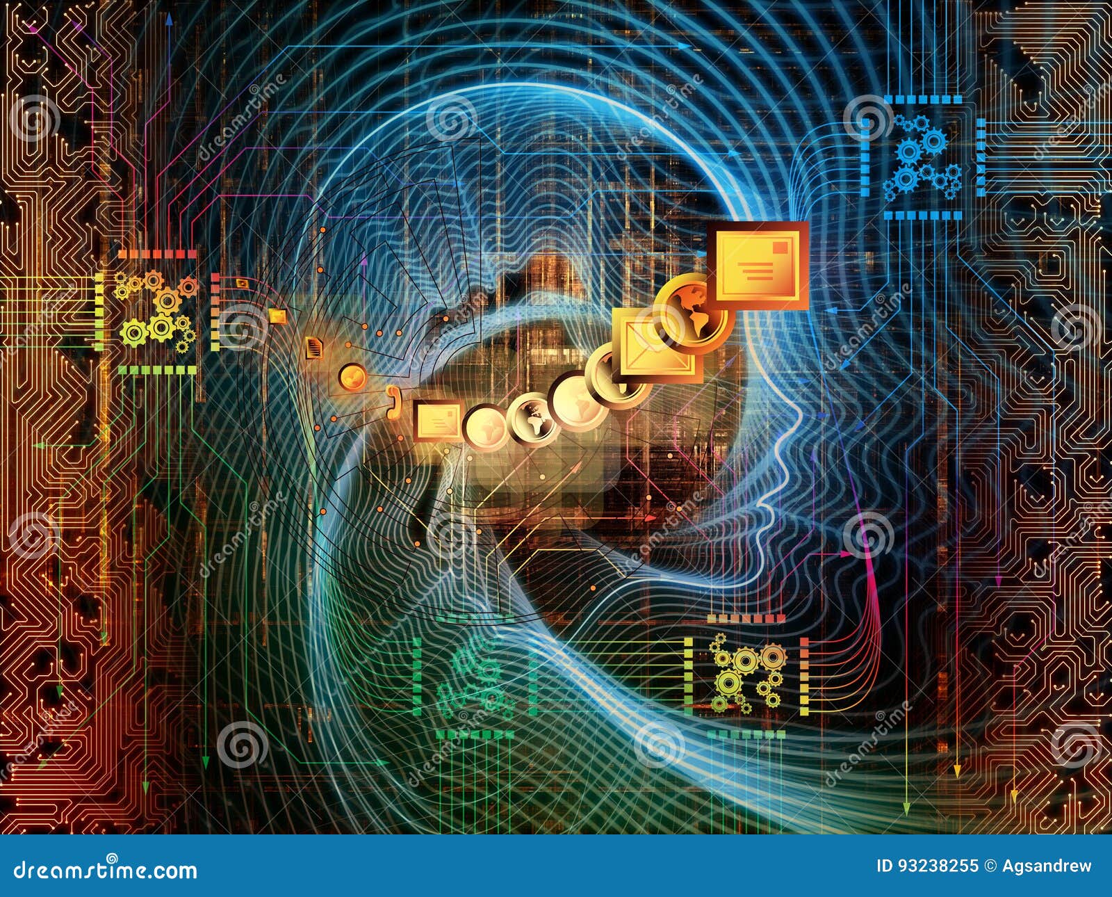 Machine Consciousness Processing Stock Illustration - Illustration of ...