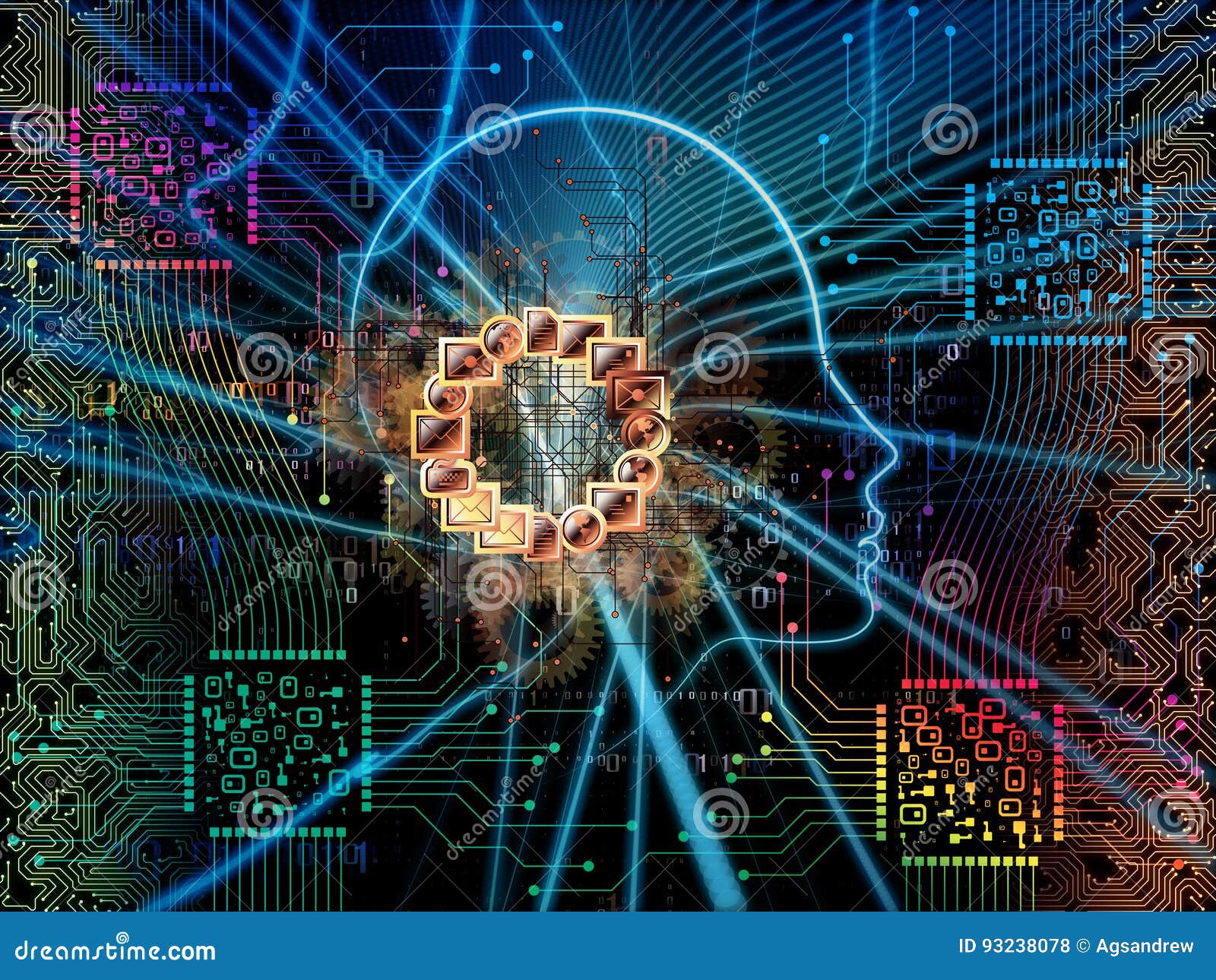 Machine Consciousness Visualization Stock Photo - Image of input ...