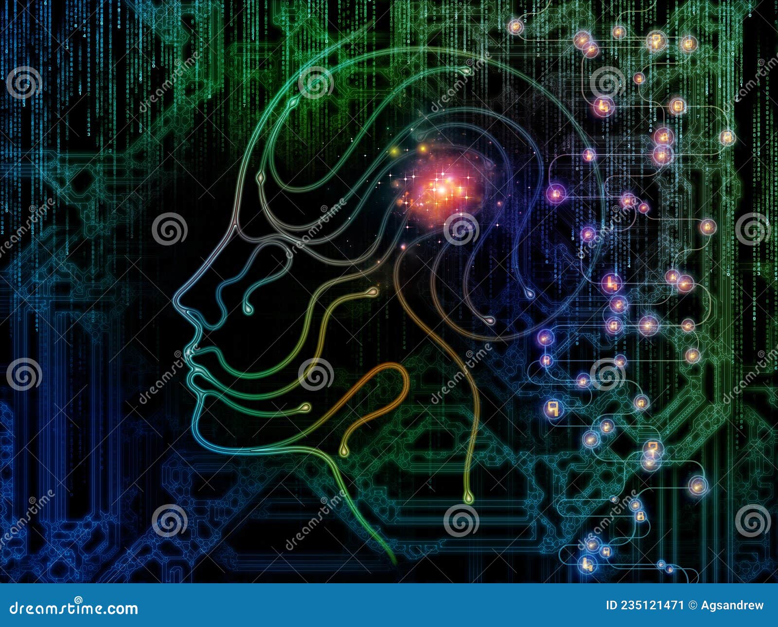 Machine Consciousness Visualization Stock Illustration - Illustration ...