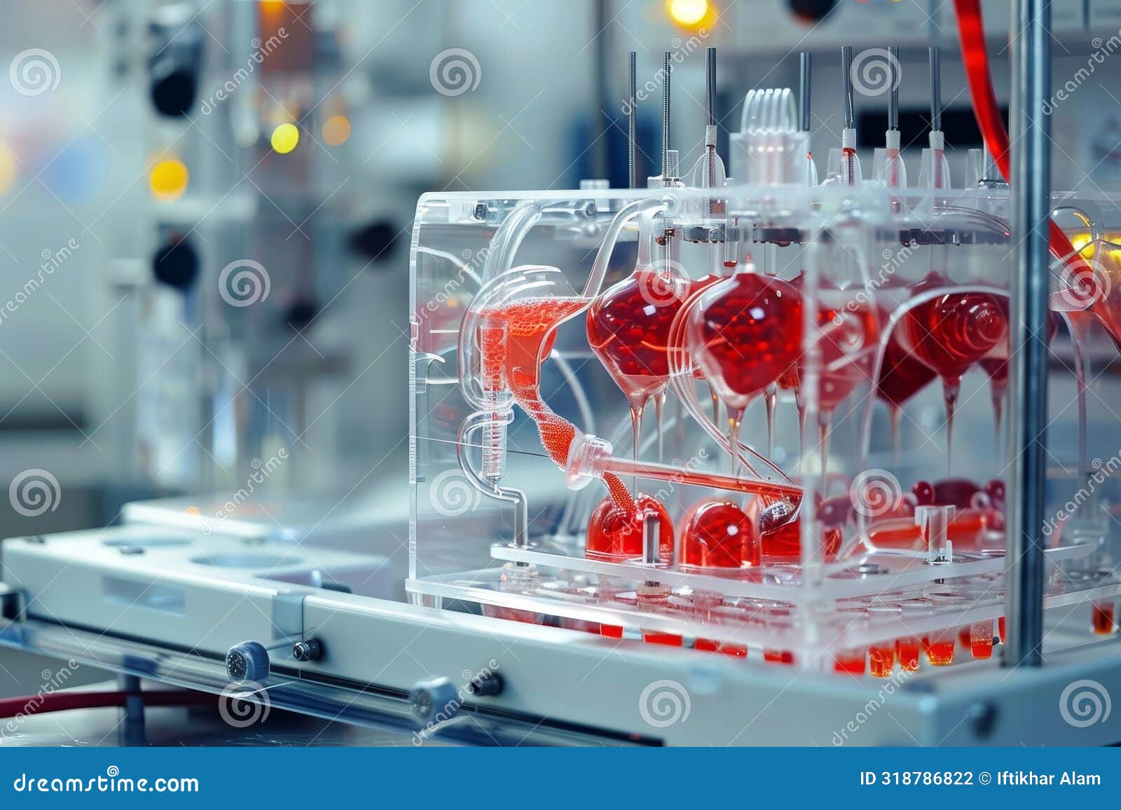 A Machine Containing Red Liquid, Possibly Used in Bioprinting Processes ...