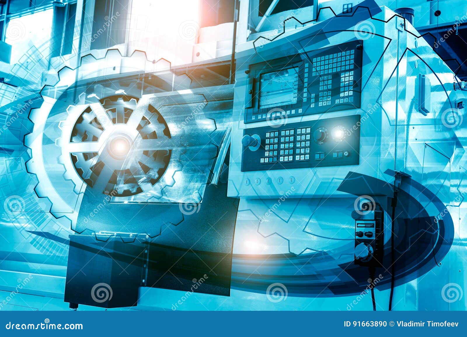 Machine Control Panel CNC with Abstract Graphical Interface Covered ...