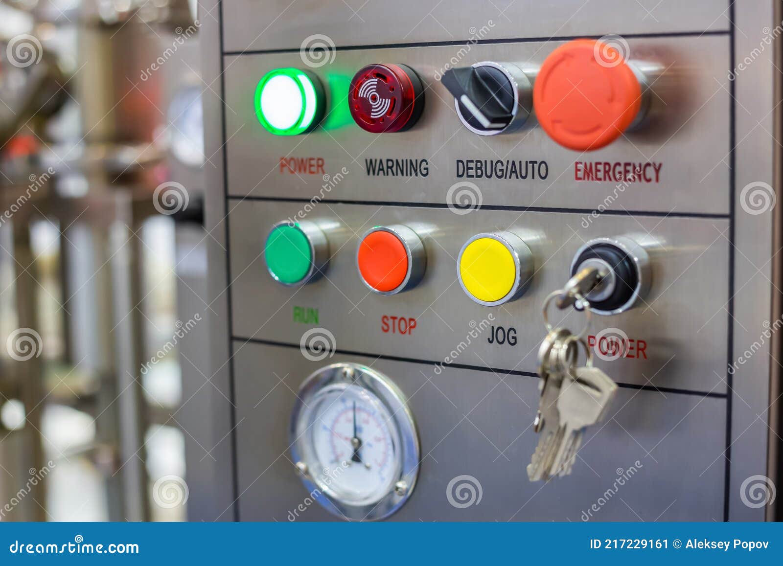 Machine Control Panel with Push Buttons and Switches at Factory Stock ...