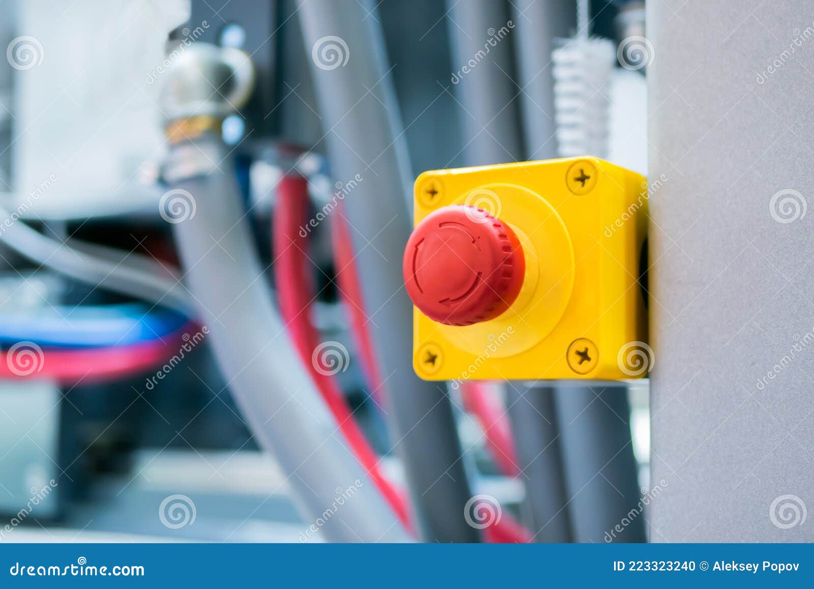 Machine Control Panel with Red Switch Button - Emergency Stop at ...