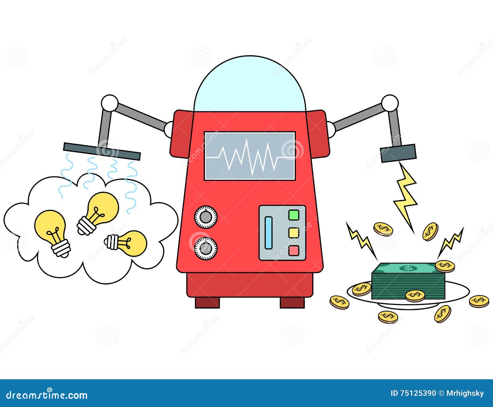 Converting Ideas In Money Vector Icon On White Background. Flat Vector ...