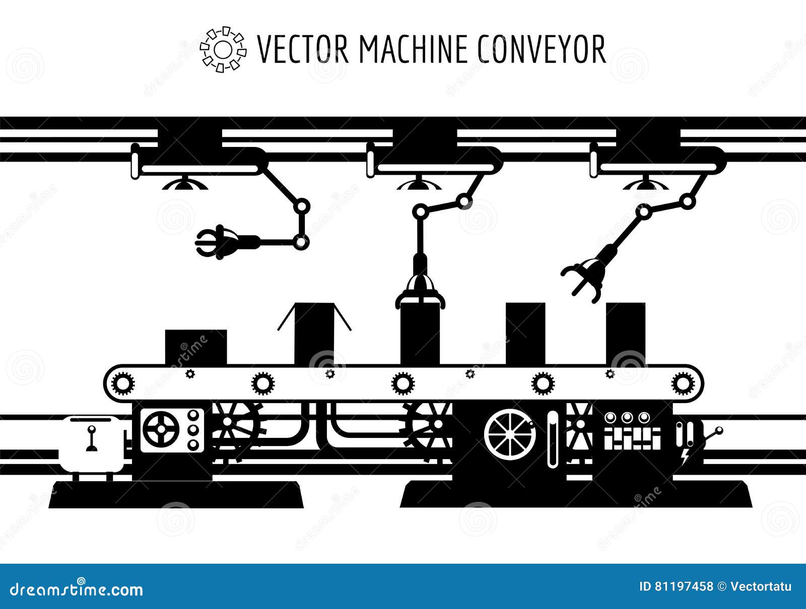 Machine Conveyor Isolated on White Stock Vector - Illustration of hand ...