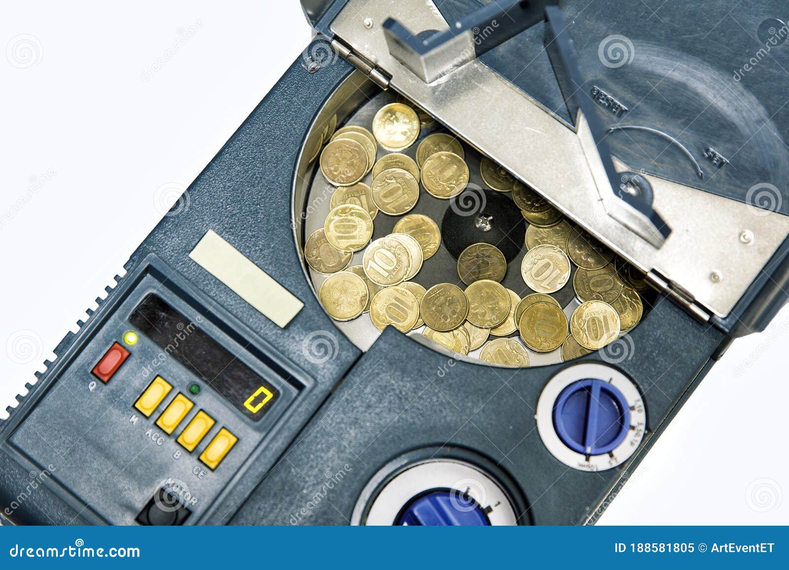 Machine for counting coins stock image. Image of power - 188581805