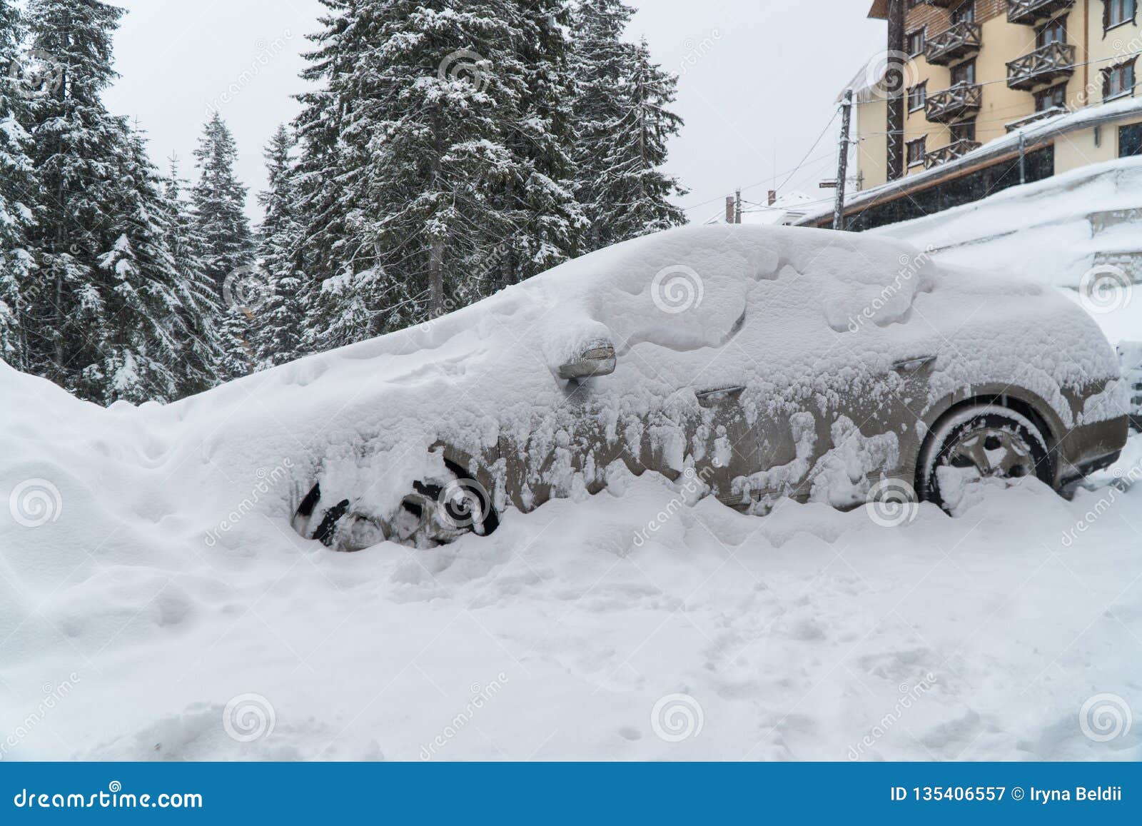 The Machine is Covered with Snow Blizzard. Bad Weather Stock Image ...