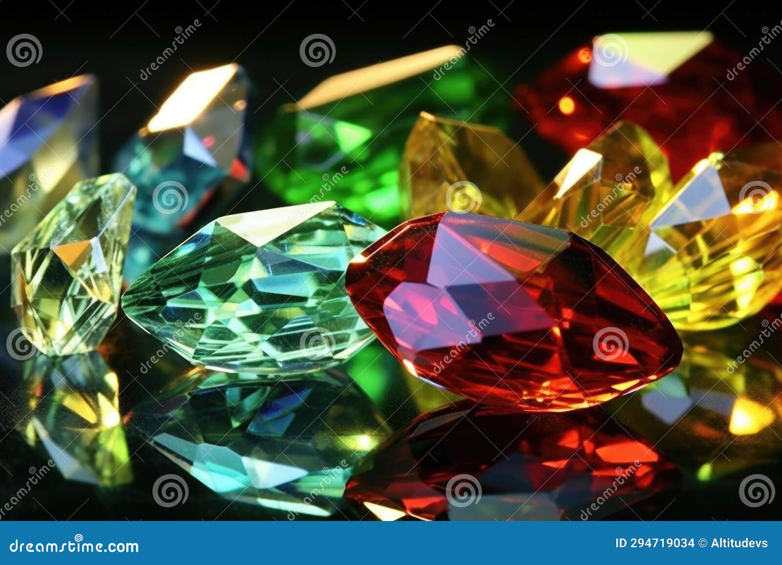 Machine-cut Gemstones with Facets Reflecting Light Stock Photo - Image ...