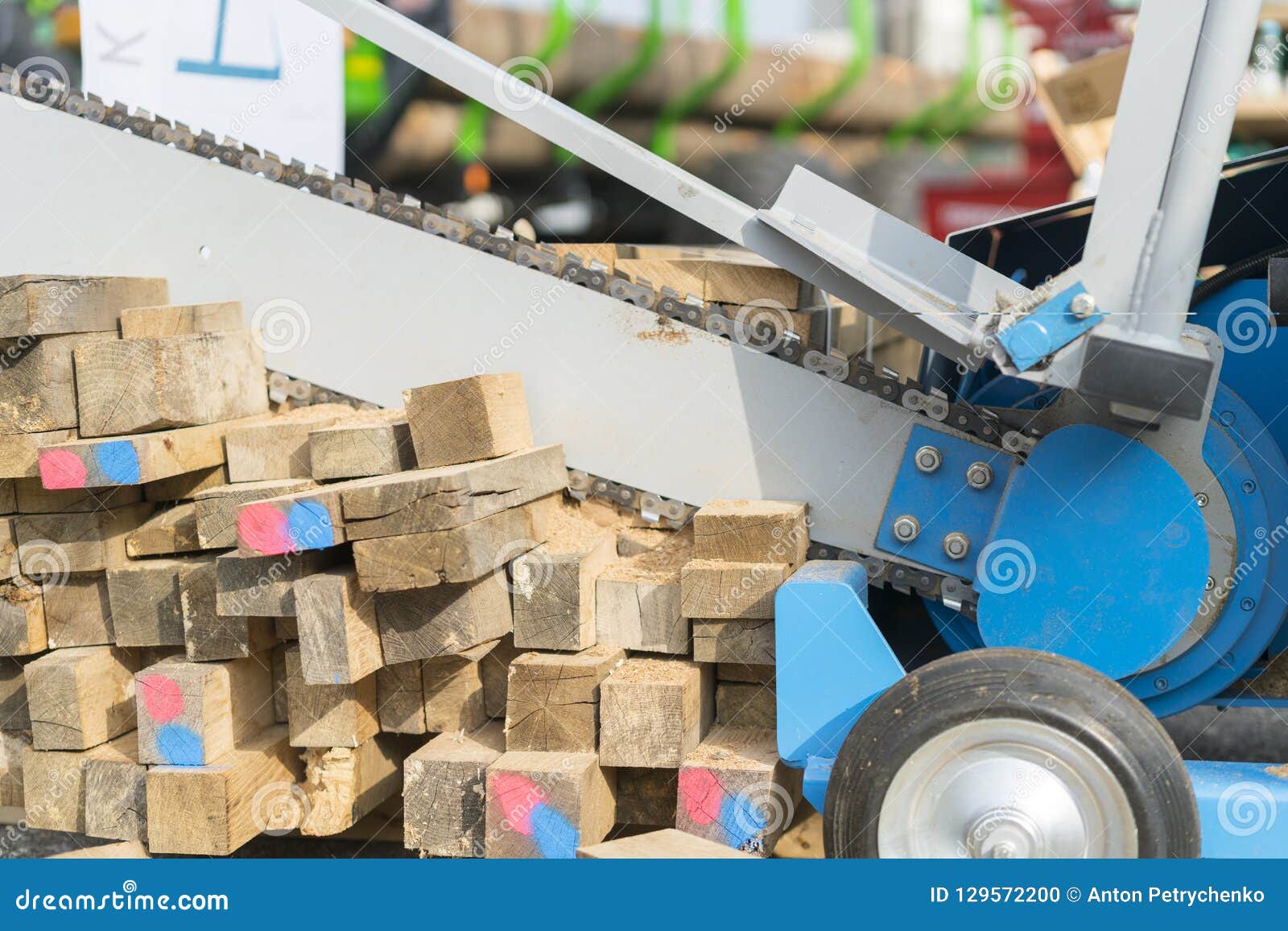 Machine for Cutting Firewood. Chopping Firewood with a Machine Close Up ...