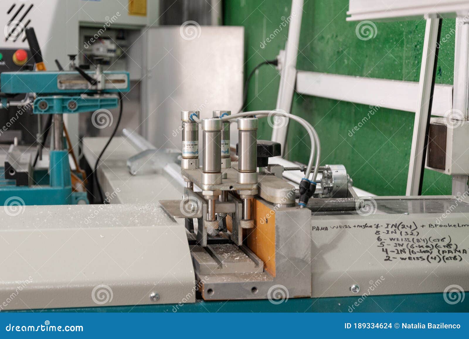 Machine Cutting Pvc Profile. Production of PVC Windows, a Section of ...