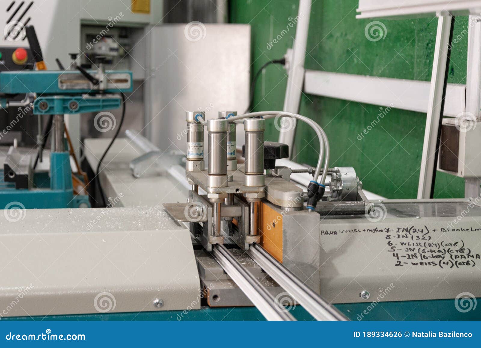 Machine Cutting Pvc Profile. Production of PVC Windows, a Section of ...