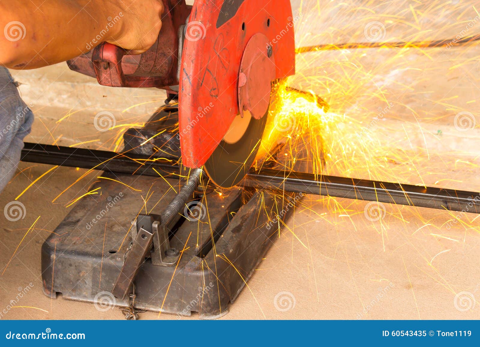 The Machine is Cutting Sparks. Stock Image - Image of home, equipment ...