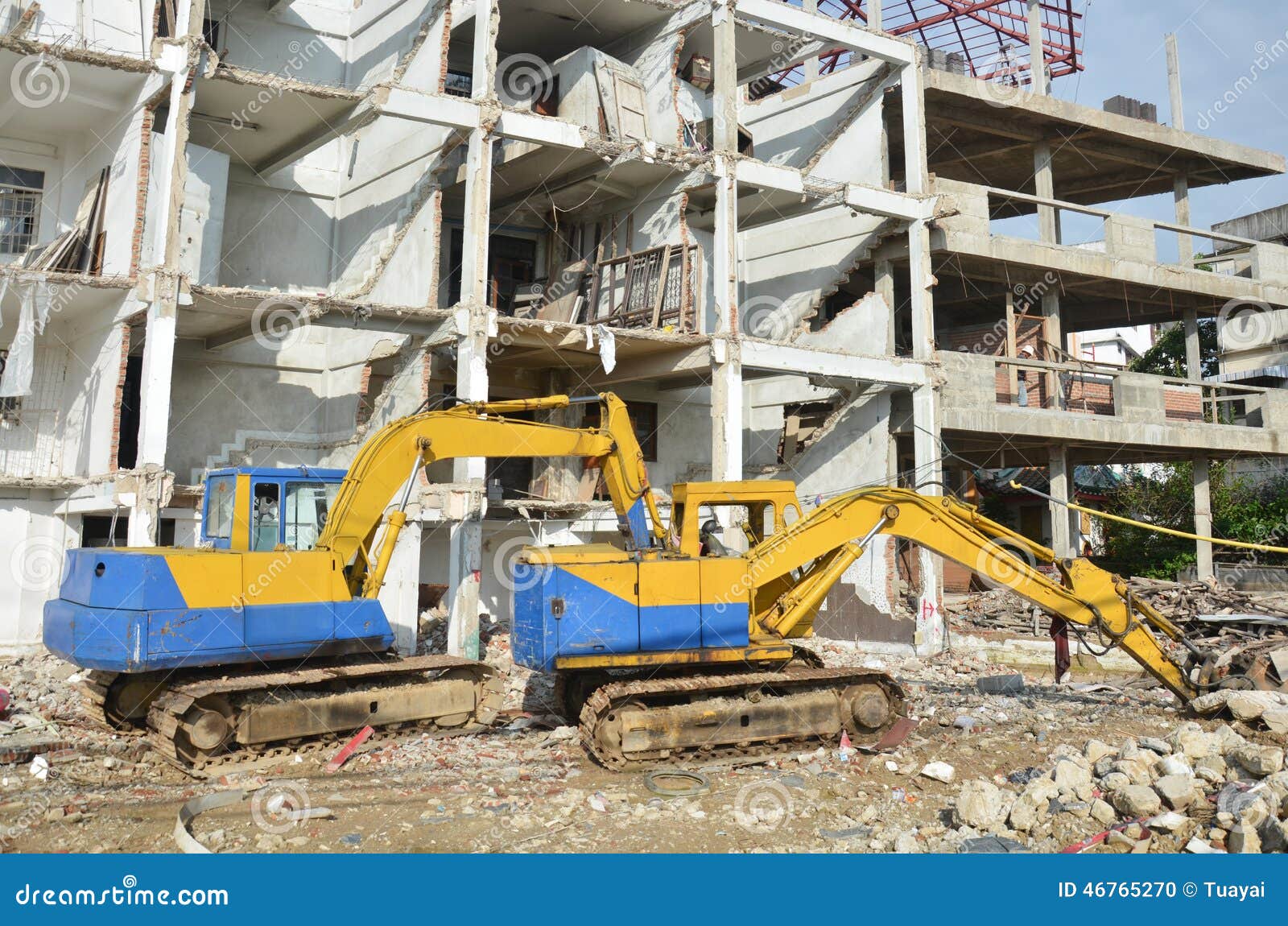 Machine for Demolish or Pull Down Building Structure in Thailand Stock ...