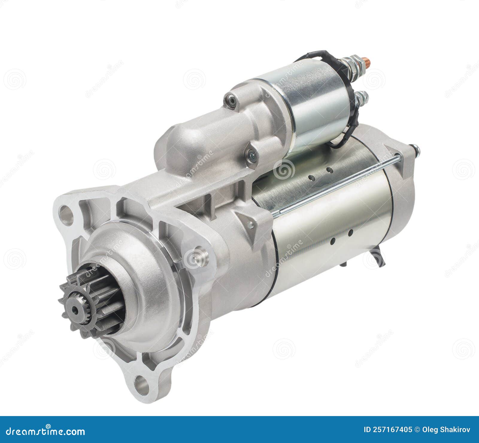 Car Spare Parts.Car Engine Starter on a White Background.Isolate Stock ...