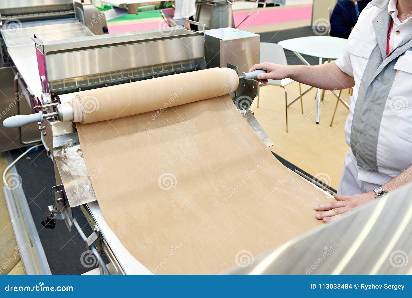 Machine for dough rolling stock photo. Image of restaurant - 113033484