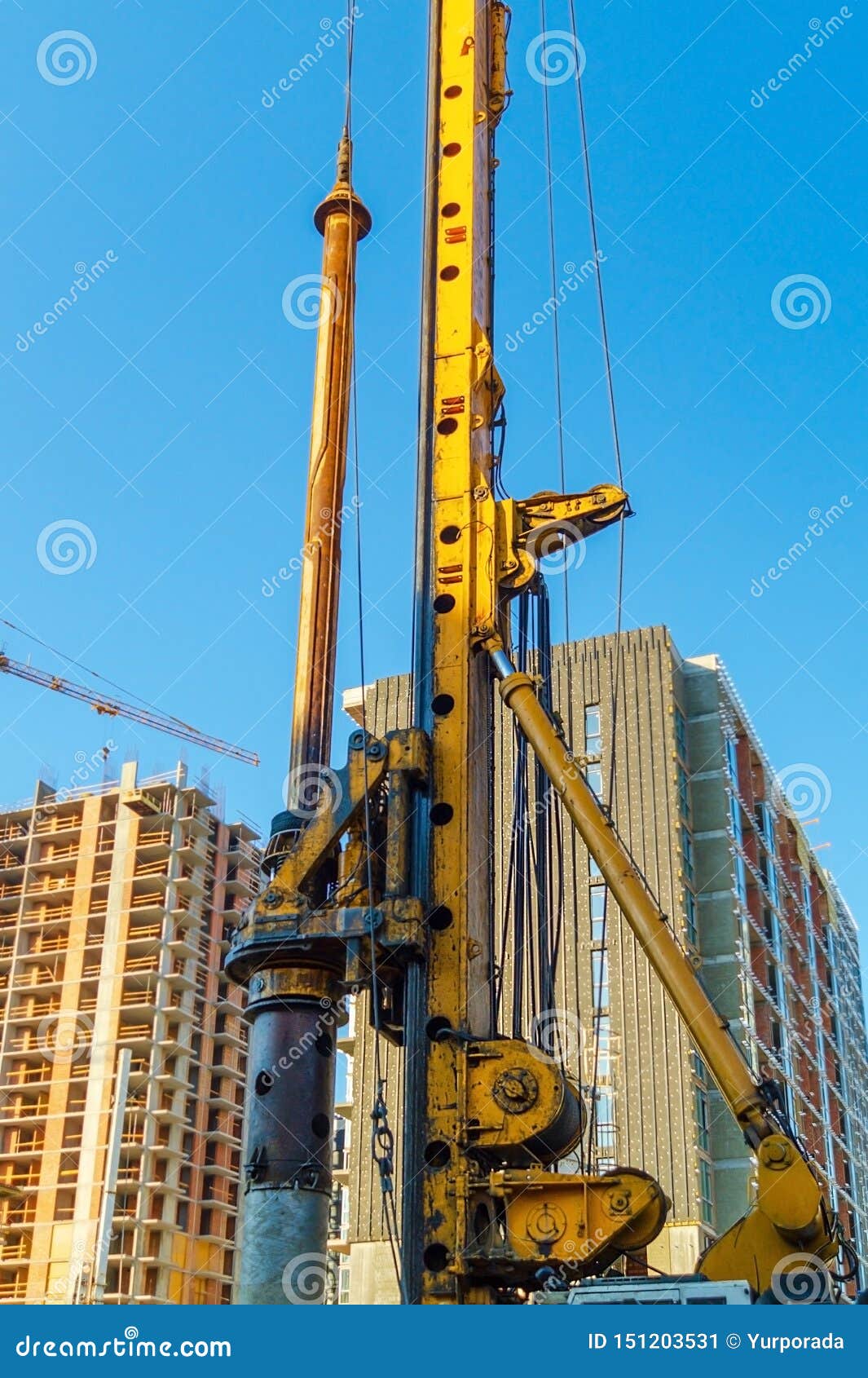 Machine for Driving Piles on the Construction Site Stock Image - Image ...