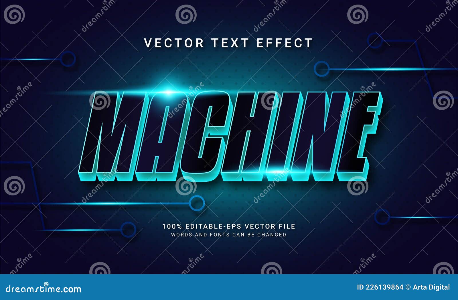 Machine Editable Text Effect with Blue Color Stock Vector ...