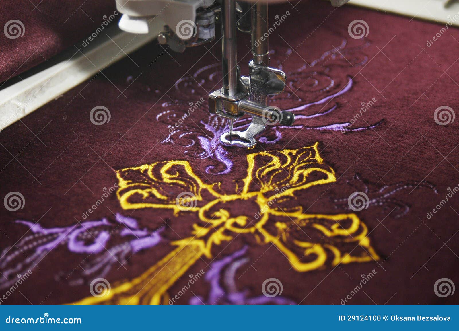 Machine embroidery stock photo. Image of machine, golden - 29124100