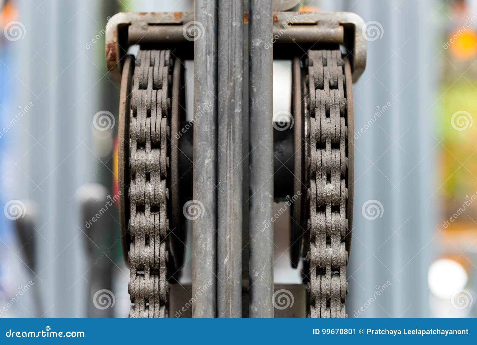 Machine Engine Chain with Cog Wheel Part of Forklift Truck Stock Image ...