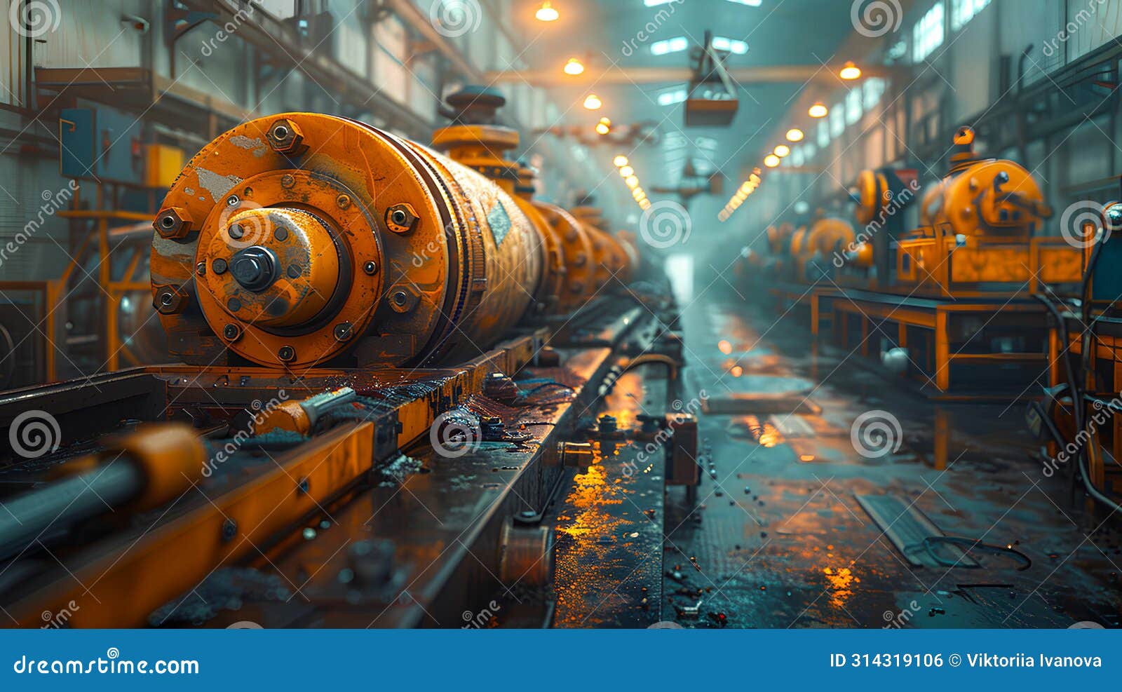 Machine Engine Production Plant, Work Process. Stock Illustration ...