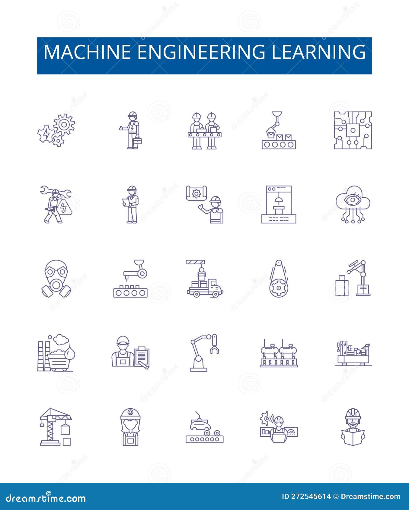 Machine Engineering Learning Line Icons Signs Set. Design Collection of ...