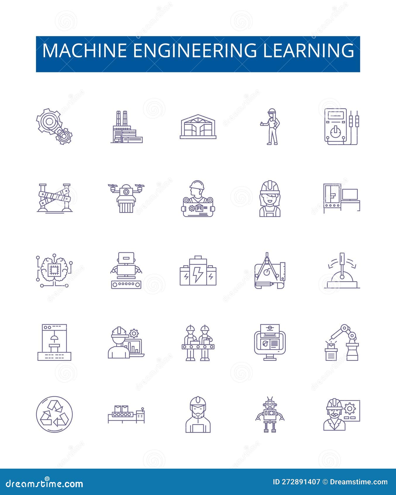 Machine Engineering Learning Line Icons Signs Set. Design Collection of ...