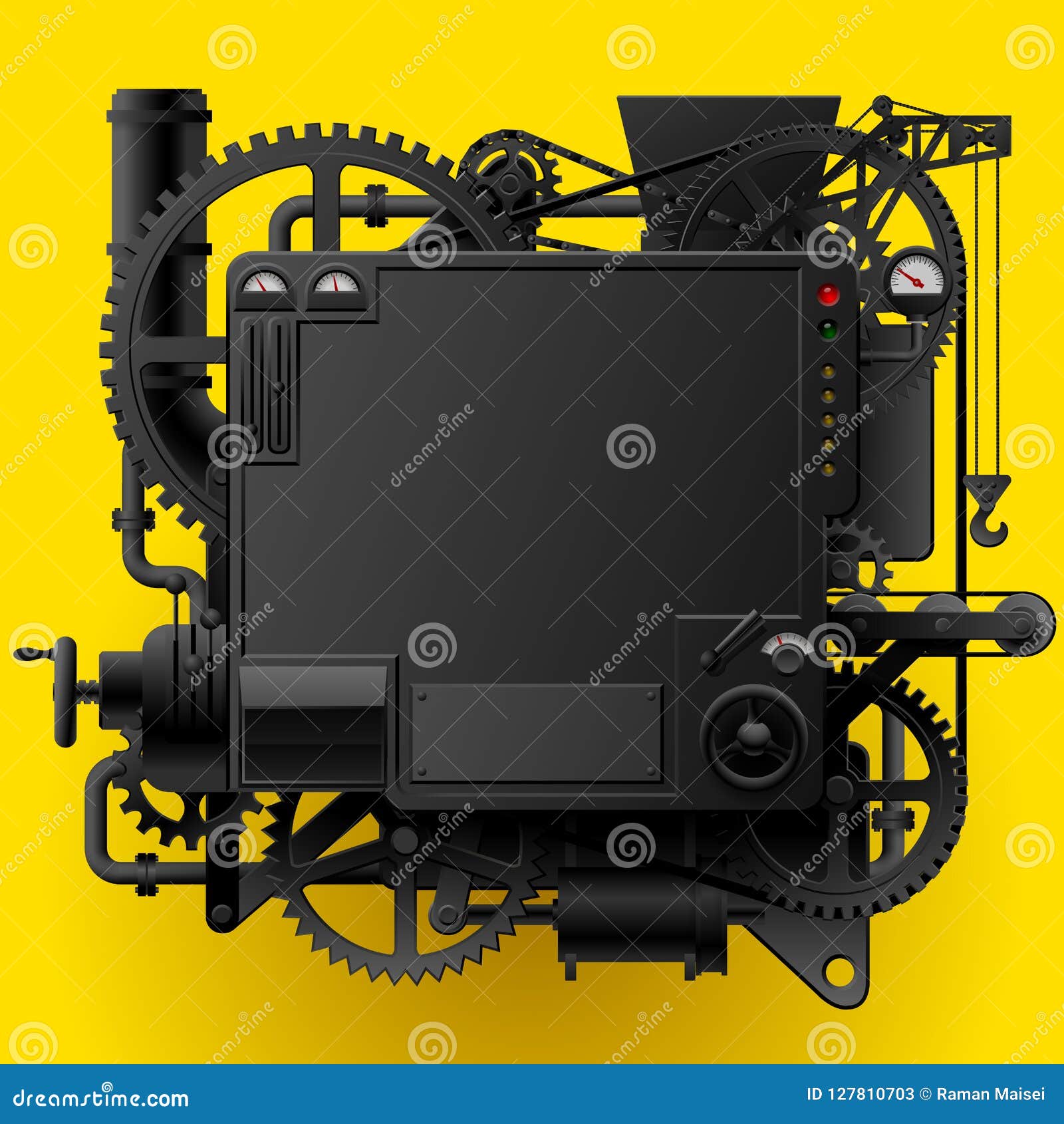 Machine Fantastique Complexe Noire Illustration de Vecteur ...