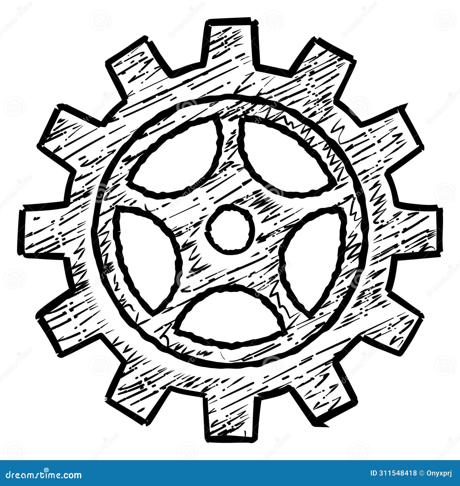 Machine Gear Drawing. Mechanical Cogwheel. Settings Symbol Stock ...