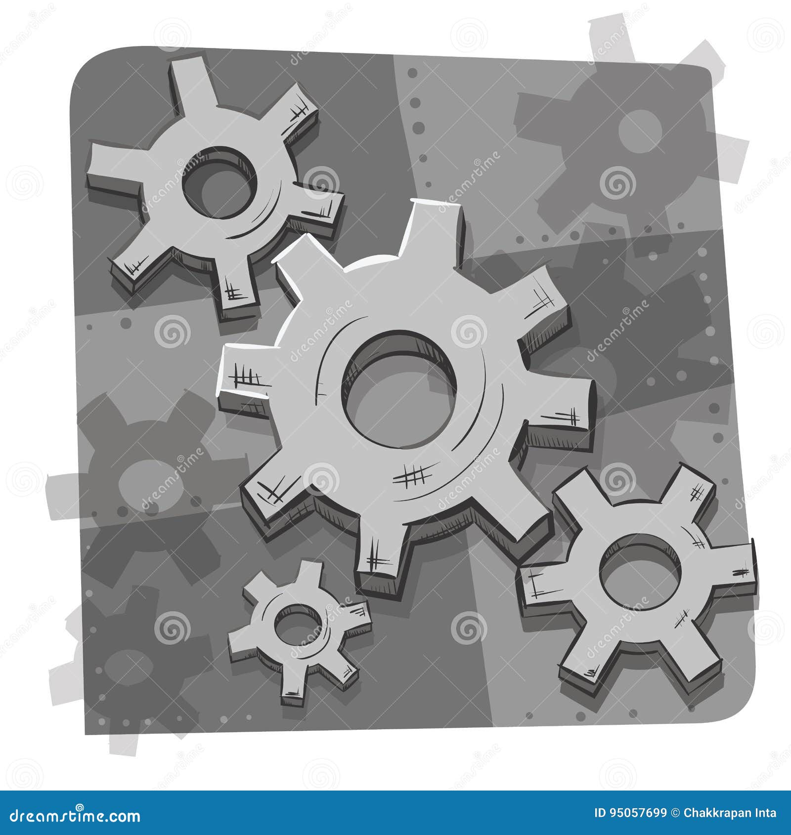 Machine gears and cogs stock vector. Illustration of parts - 95057699