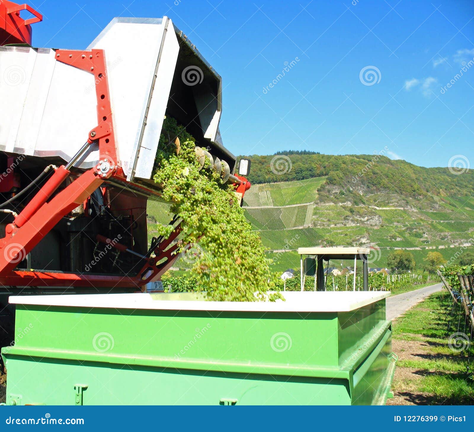 Machine grape harvest stock image. Image of implement - 12276399